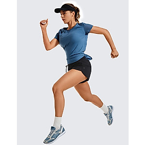 CRZ YOGA Women's Mid Rise Running Shorts Mesh Liner 3'' - Quick Dry Drawstring Workout Athletic Gym Shorts Zip Pocket Black Large