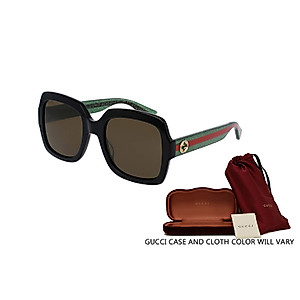 Gucci GG0036S 002 54M Black/Green/Brown Rectangular Sunglasses For Women + BUNDLE with Designer iWear Eyewear Kit