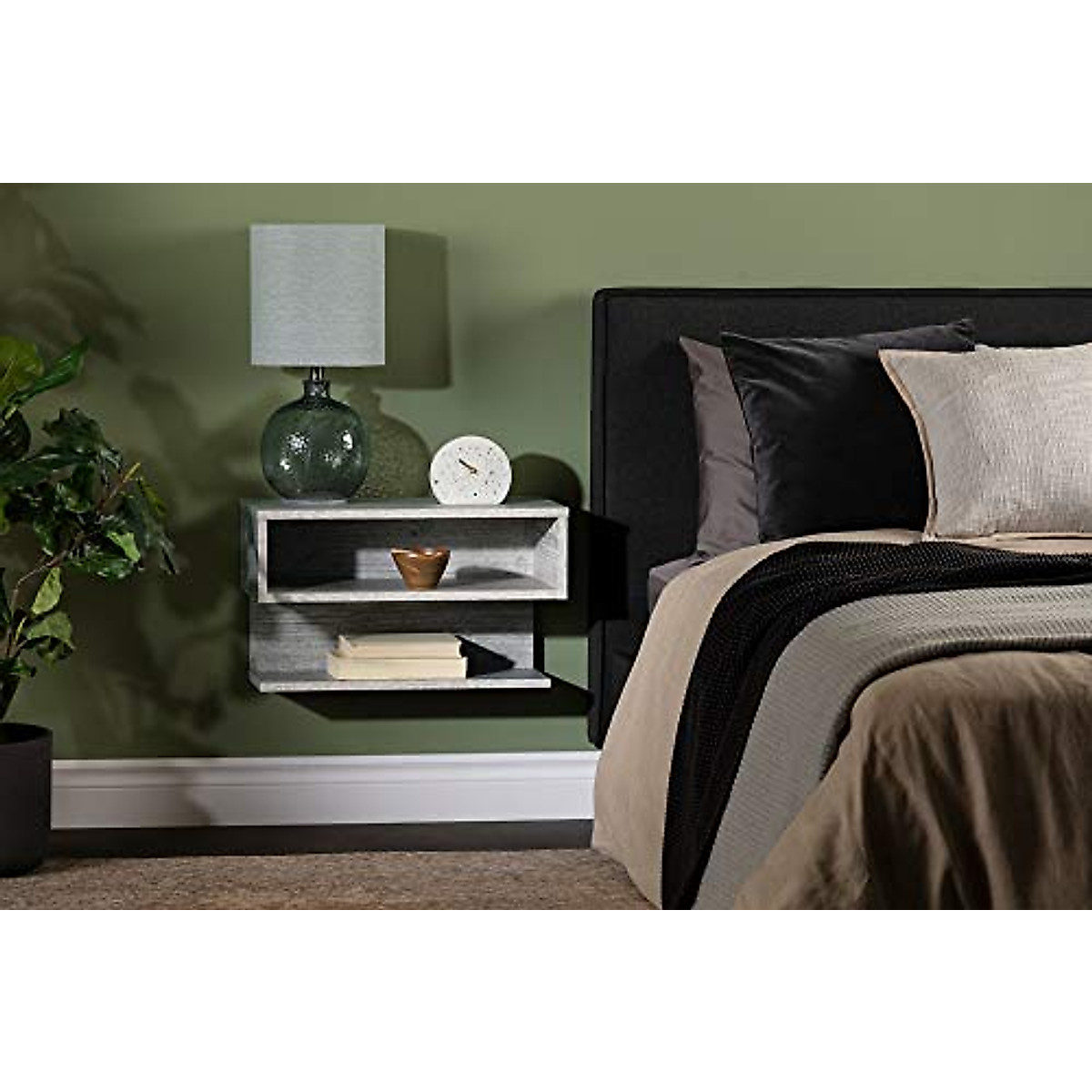 South Shore Furniture Sazena Floating Nightstand, Seaside Pine, 11.75 in x 22.25 in x 13.25 in