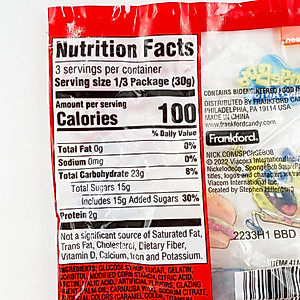 SpongeBob SquarePants Naughty List Coal Krabby Patties for Christmas, Nostalgic Gummy Candies Individually Wrapped for Holiday Stocking Stuffers, Pack of 3