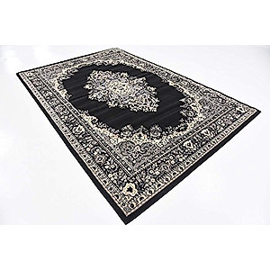 Unique Loom Reza Collection Traditional Persian Style Area Rug, 6 x 9 ft, Black/Beige