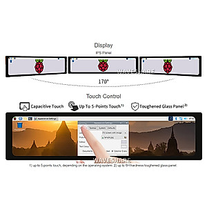 waveshare 11.9inch HDMI LCD 320×1480, IPS Display Capacitive Touch Screen LCD, for Raspberry Pi 4B/3B+/3B/2B/Zero W/Zero 2 W/Zero 2 WH/Jetson Nano/PC/Windows 11/10 / 8.1/8 / 7