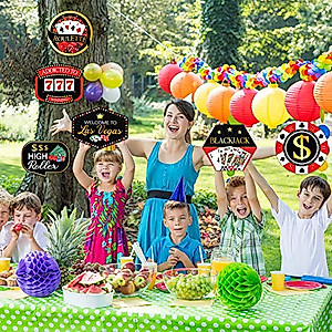 Large Las Vegas Action Sign Cutouts Casino Party Banner Casino Night Party Decorations Welcome Porch Sign for Las Vegas Themed Birthday Baby Shower Decorations 10counts