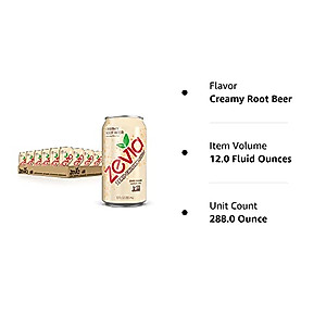 Zevia Zero Calorie Soda, Creamy Root Beer, 12 Ounce Cans (Pack of 24)