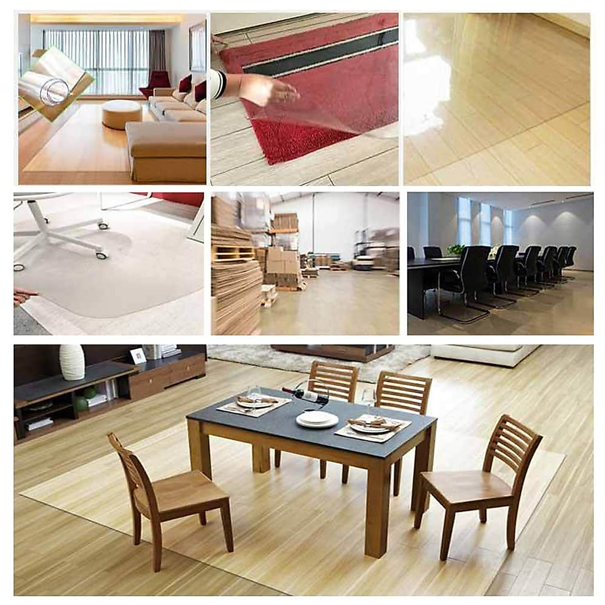 PVC Carpet Protector Chair Mats Office Chair Mat Carpet Floor Protector Mats Transparent 0.04" Thick Anti Slip Floor Cover Table Protector for Home Office Desk Hallway 36X48 48X59 71X87 (Size : 12