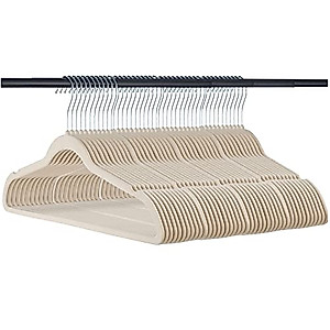 Home-it Premium Velvet Hangers 50 Pack - Ivory Suit Hangers Non-Slip - Heavy duty Clothes Hangers for Closet, Jacket, Shirt, Pants and Suit, Hook Swivel 360 - Ultra Thin