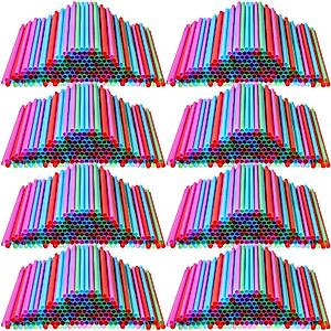 2000 Pcs Disposable Drinking Straws Long Plastic Straws 8.25" Long and 0.25'' Diameter for Cocktail Drink Cups Juice (Green, Rose, Blue, Red)