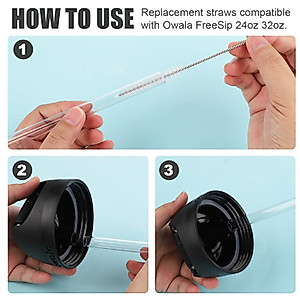 2pcs Replacement Stopper Cap Compatible with Owala Freesip 24oz 32oz, with 4 Reusable Replacement Plastic Straws 1 Cleaning Brush Seal Water Bottle Top Lid Accessories