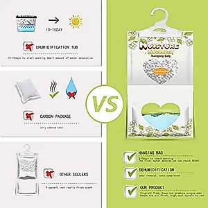 ZSPENG 16 Pack Moisture Absorber Hanging Bags,220g/Pack Fagrance Free Moisture Bag,Hanging Closet Dehumidifier Bags for Basement Closet Storeroom
