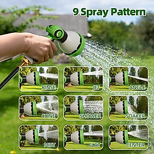 SPECILITE Retractable Heavy Duty Garden Hose Reel, 1/2" X 66 + 5 FT 2 Year Anti-Fading Wall Mounted Hose Reel, Smooth Automatic Rewind, 9 Pattern Sprayer, 180° Swival Bracket, Any Length Lock