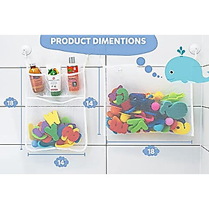 Comfylife 2 x Mesh Bath Toy Organizer + 6 Ultra Strong Hooks + 36 Bath Letters & Numbers – Eco-Safe, Fun, Educational Foam Baby Bath Letters and Perfect Toy Storage Net for Baby Bath Toys & More