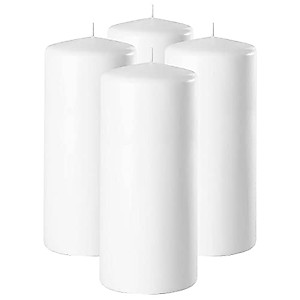 Hyoola White Pillar Candles 2x6 Inch - 4 Pack Unscented Pillar Candles - European Made