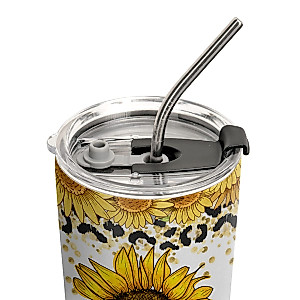 20oz Sunflower Mom Tumbler, Home is where Mom is, Grandma, Mother Gifts, Coffee Thermos for Women, Stainless Steel Double Wall Vacuum Insulated Coffee Mug, Travel Cup with Lid