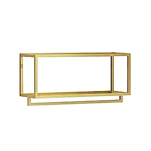 MDEPYCO Creative Square Display Garment Racks in Boutique Clothing Stores, Wall-Mounted Hanging Clothes Shelf in Home, Towel Racks for Bathroom Storage Shelves (Gold, 31.5" L)