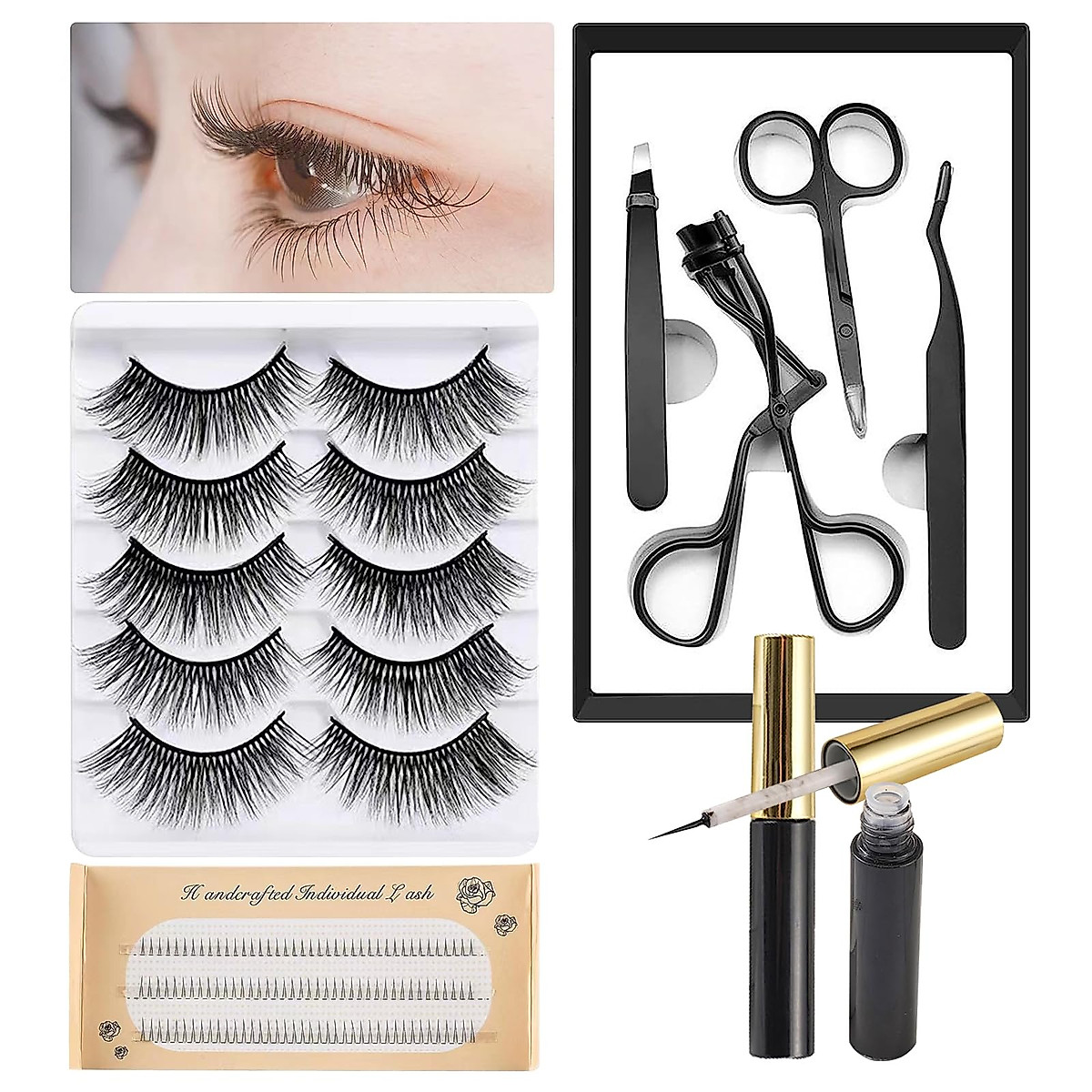 Winkclique Lashes Kit, Wink Clique Lashes, Eyelash Applicator Tool, Wink Clique Lashes Mink, Wink Clique Lash Glue, Under Lash False Lashes (1.1cm)