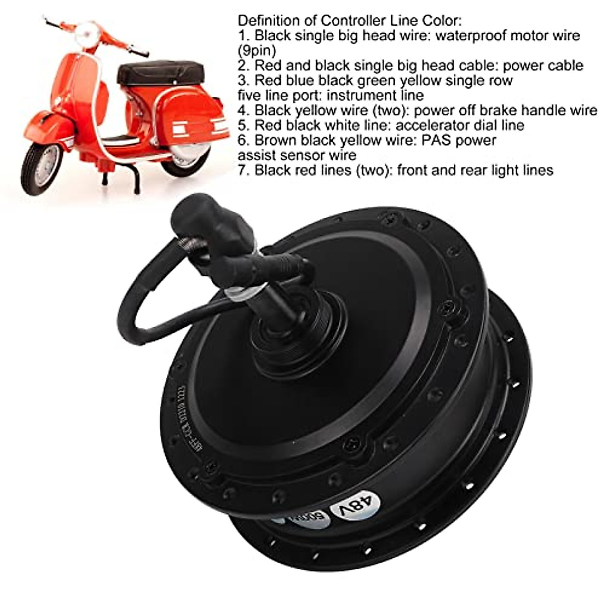 AYNEFY Electric Motor Kit, Rear Drive Hub Motor Kit GD01 Panel Good Heat Dissipation 48V 500W 22A for Folding Bikes (for 28/29in 700C Wheel Spokes)