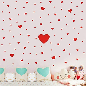 DRON TOOON Love Heart Valentine's Day Wall Decor(97 Decals )Red Heart Stickers Home Decor for Kids Girl Teen Room Office Valentines Hearts Accessories Birthday Party Supplies Gifts