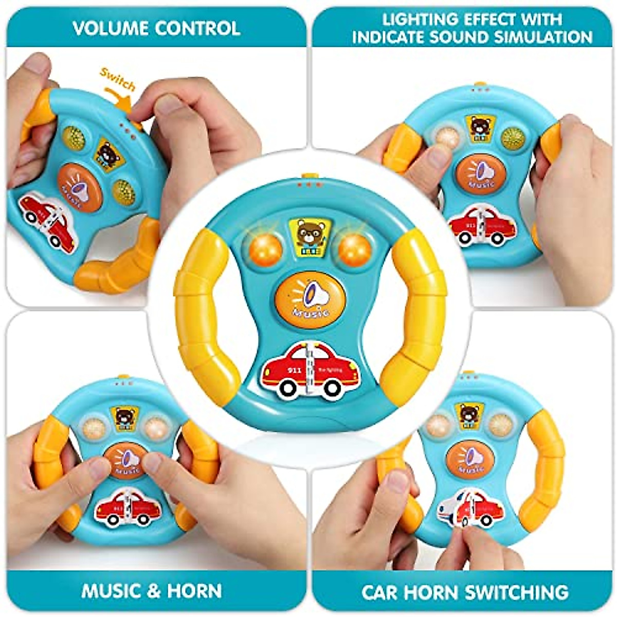 TOY Life Baby Toy Keys with Steering Wheel Toy - Toy Key for Toddler and Infant and Kids Steering Wheel - Play Keys Toys - Baby Musical Light Up Toys for Babies 18 Months (Car Keys & Steering Wheel)