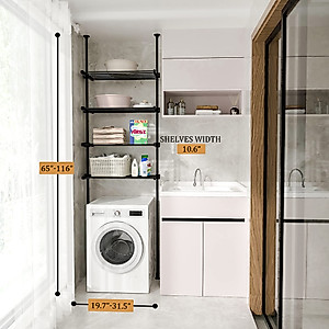 XIHUAN Adjustable Over The Toilet Storage Bathroom Organizer and Storage Shelf Stand Space Saving with Tension Poles 4 Tier Metal Rack White