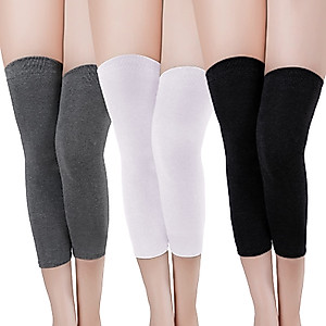Geyoga 3 Pairs Knee Warmers for Women Men Arthritic Leg Warmer Compression Knee Sleeve Comfortable Knee Braces Knee Pad Cycling Ski Running Knee Supports