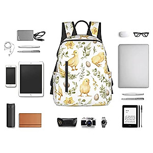 ILEABEC Travel Backpack For Women Men Duck Chickens Leaf Laptop Backpack Casual Daypack Backpacks