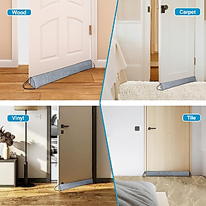 QUOLIX Triangle Under-Door Draft Stopper, 32" Noise Blocker, Weighted Weather Stripping, Gray Cotton & Polyester, Multi-Function Noise & Light Blocker,Gray