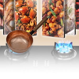 DimyFew Soup Pot Copper Pot Multifunctional Copper Butter Warmer Sauce Pan Stockpot, Flat Bottom