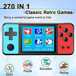 Great Boy Handheld Game Console for Kids Aldults Preloaded 270 Classic Retro Games with 3.0'' Color Display and Gamepad Rechargeable Arcade Gaming Player (Black)