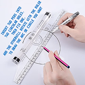 2 Pieces Plastic Measuring Rolling Ruler, Drawing Roller Ruler, Parallel Ruler, Multifunctional Drawing Design Ruler for Measuring, Drafting, Student, School and Office (6 Inch, 12 Inch)