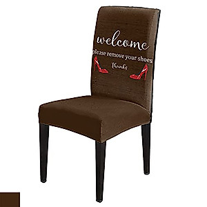Chair Cover Red High Heels Vintage Dining Chair Slipcovers Welcome Remove Your Shoes Stretch Removable Chair Seat Protector Party Decoration