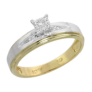 10k Gold Diamond Trio Engagement Wedding Ring Set for Him and Her 3-piece 6 mm & 5 mm 0.11 cttw size 9