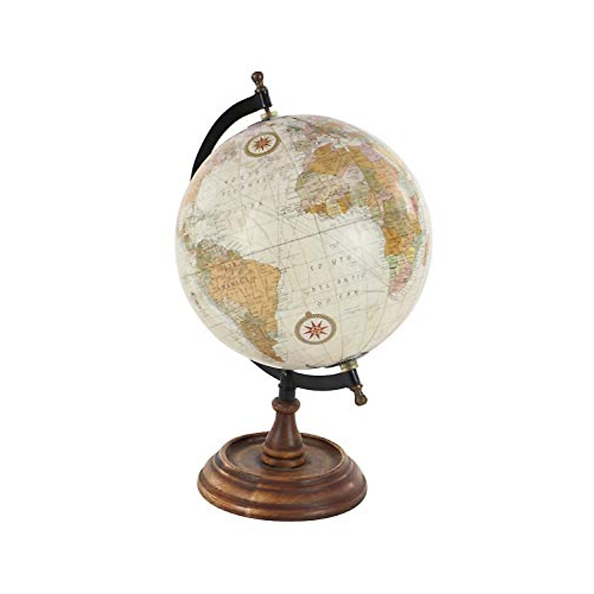 Deco 79 Mango Wood Globe with Wood Base, 9" x 8" x 13", Brown