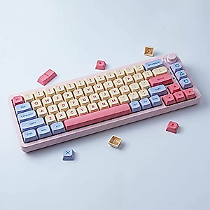Hyekit PBT Keycaps 132 Keys Marshmallow Keycaps Dye-Sublimation Cute Keycaps XDA Profile Custom Keycaps for Cherry Gateron MX Switches Mechanical Keyboards