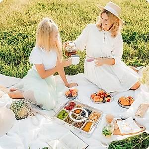 Snackle Box Container,Divided Serving Tray with Lid,Snack Boxes for kids/adults,Snack Tray for party/ travel/beach/ (with 4 Forks)