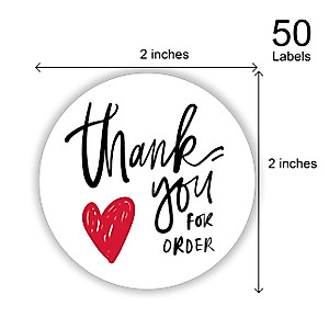 50Pcs Thank You for Your Order Stickers Labels for Shopping Small Business Shop, Online Retailers, Boutiques, Use on Bags, Boxes and Envelope Stickers (2 Inch)