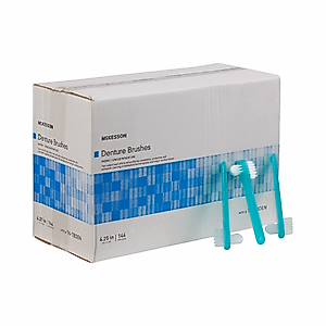 McKesson Denture Brushes 2-Sided Bristle, Green, 144 Count