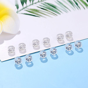 Kerryjewl 18K Gold Locking Secure Earring Backs for Studs, Silicone Earring Backs Replacements for Studs/Droopy Ears, No-Irritate Hypoallergenice Earring Backs for Women Men(White Gold)