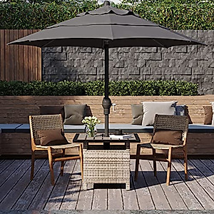 Sundale Outdoor Patio Umbrella Stand All Weather Wicker Rattan 22 in Umbrella Table Garden Furniture Deck Pool Table, Gray