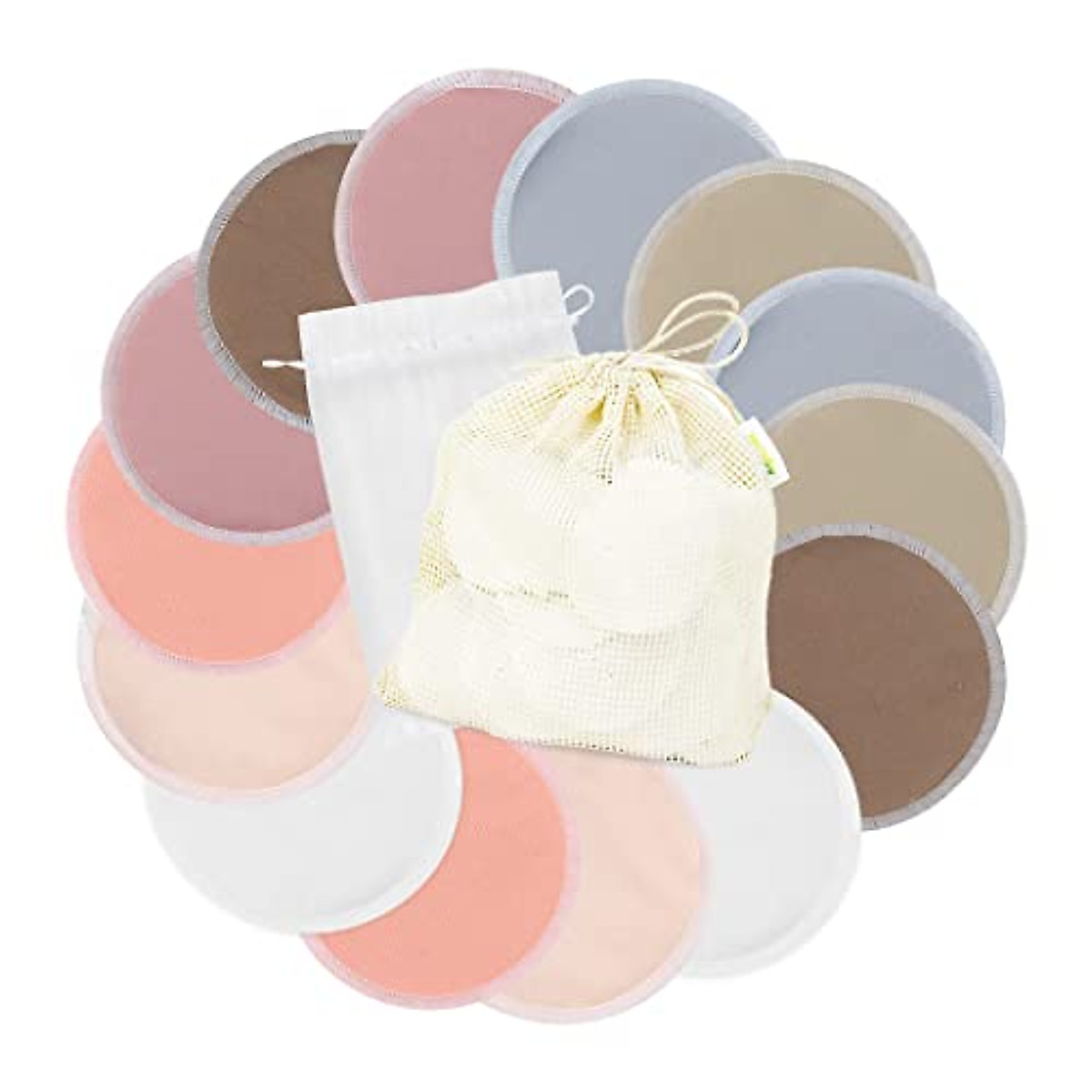 wegreeco Bamboo Nursing Breast Pads (14 Pack) + Laundry Bag & Travel Storage Bag, 4.7 inch Option - Washable & Reusable Breastfeeding Nursing Pads (Mild, Large)