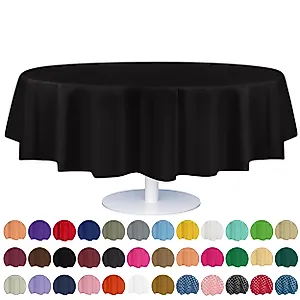 Grandipity Black 84" Decorative Round 12 Pack Premium Disposable Plastic Tablecloth 84 Inch Decorative Round Table Cover