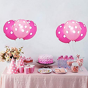 Party Balloons, 12inch Pink Polka Dot Balloons, Party Decoration Compatible Wedding Birthday Baby Shower Graduation party Christmas Party (100 Pcs)
