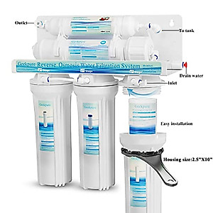 Geekpure 10 Inch Reverse Osmosis Water Filter Housing for RO Filtration System-1/4" Port-Fit for 2.5"x10" Filters (1)