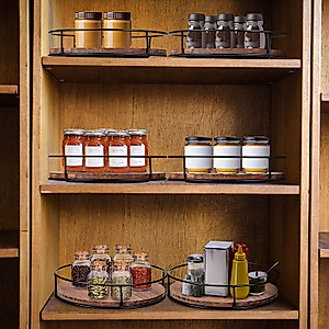 Wesiti 6 Pack Lazy Susan Organizer 9 Inch 10 Inch Wood Lazy Susan Turntable with Steel Edges 360 Degree Kitchen Countertop Organizer for Cabinet Pantry