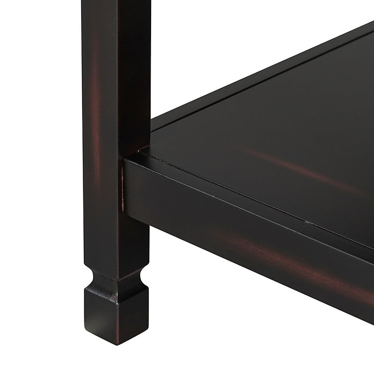 FDSPDO Classical Black&White End Table with Open Styled Shelf Large Storage Space,Side Table Drawer with Metal Handles for Living Room