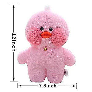 Duck Stuffed Animal,Soft Plush Toy for Kids Girls, Hugglable Stuffed Toy with Cute Hat and Costume, Best Gifts for Christmas 12in/30cm (Pink Black)