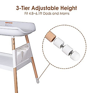 Beberoad Love Baby Changing Table Dresser Diaper Station with Changing Pad Adjustable Height Top Changing Table with Nursery Organizer and Large Storage Rack for Newborn Baby and Infant (White)