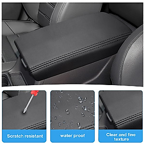 INTGET for 2025 2024 2023 Honda CRV Center Console Cover Leather Middle Armrest Cover Center Console Lid Protector for Honda CRV 2025 Accessories (Black Leather Console Cover)