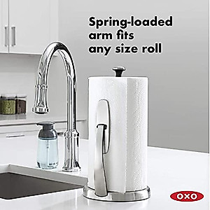 OXO Good Grips SimplyTear Standing Paper Towel Holder, Brushed Stainless Steel (2 Pack)