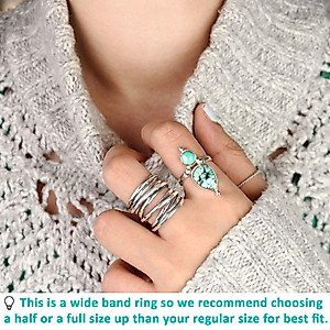 Boho-Magic 925 Sterling Silver Band Rings for Women Wide Wrap Statement Ring (7)