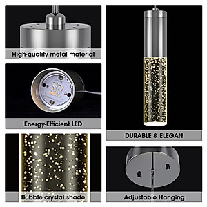 Pendant Kitchen Island Lighting, 2-Pack Brushed Nickel light fixture, kitchen pendant light set for Bar,Dining Room, Bedroom, Foyer 9W led (Chrome)